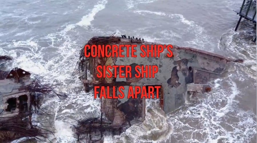 -Concrete Ship's Sister Ship Falls Apart - Wildwood Video Archive