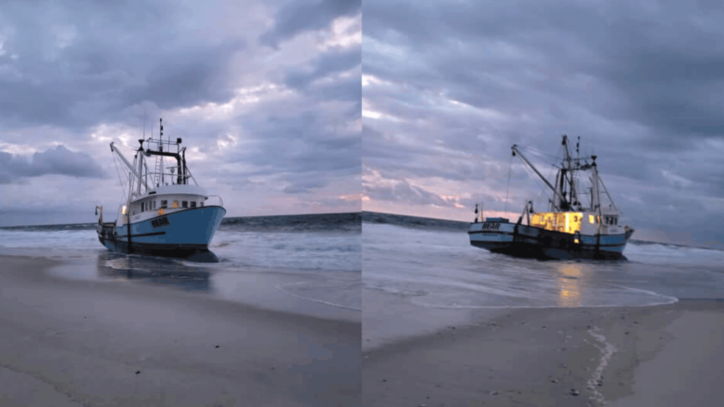 Vessel ‘Bear’ Ran Aground In New Jersey - Wildwood Video Archive
