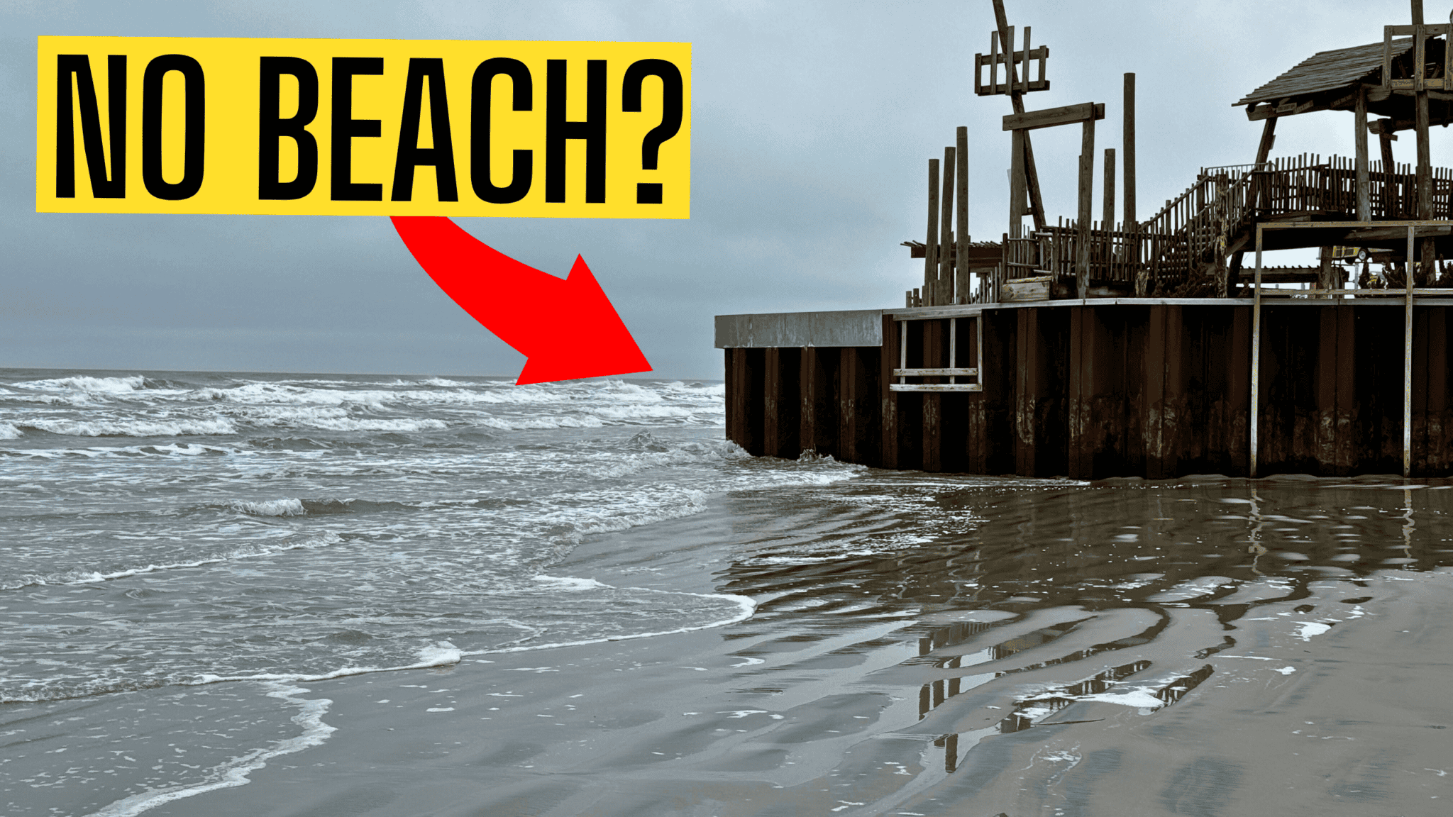 No Beach Behind Morey's Surfside Pier? - Wildwood Video Archive