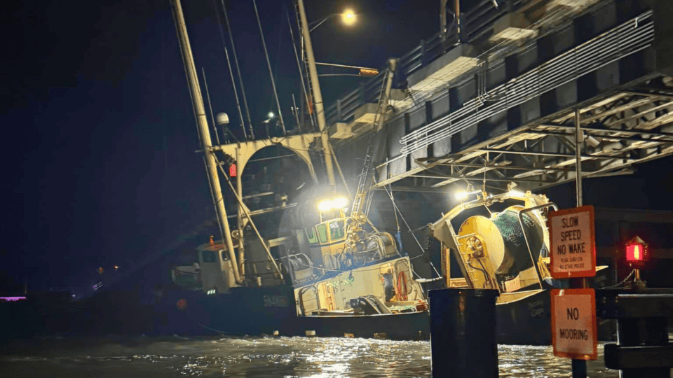 Fishing Boat Collides with Middle Thorofare Bridge Following Power ...