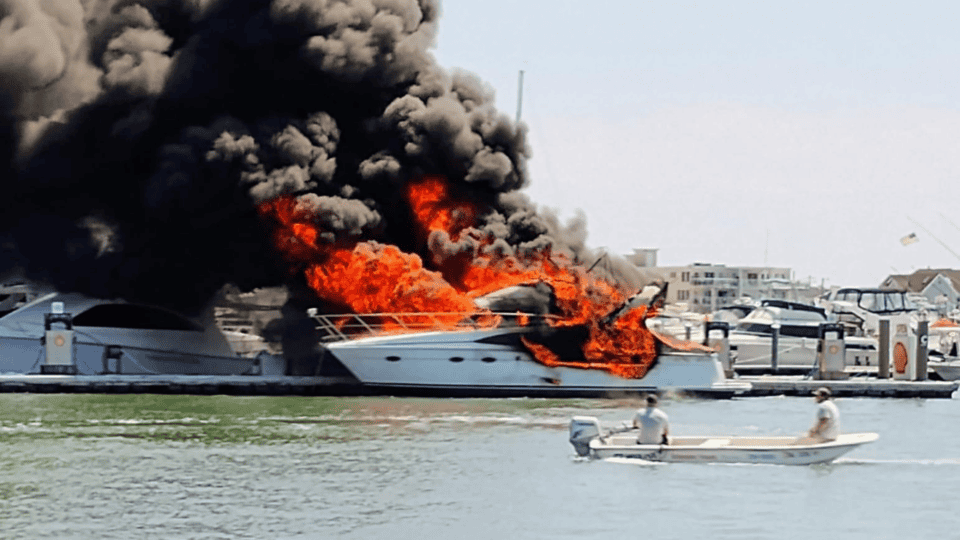Boat Fire at Wildwood’s Schooner Island Marina - Wildwood Video Archive