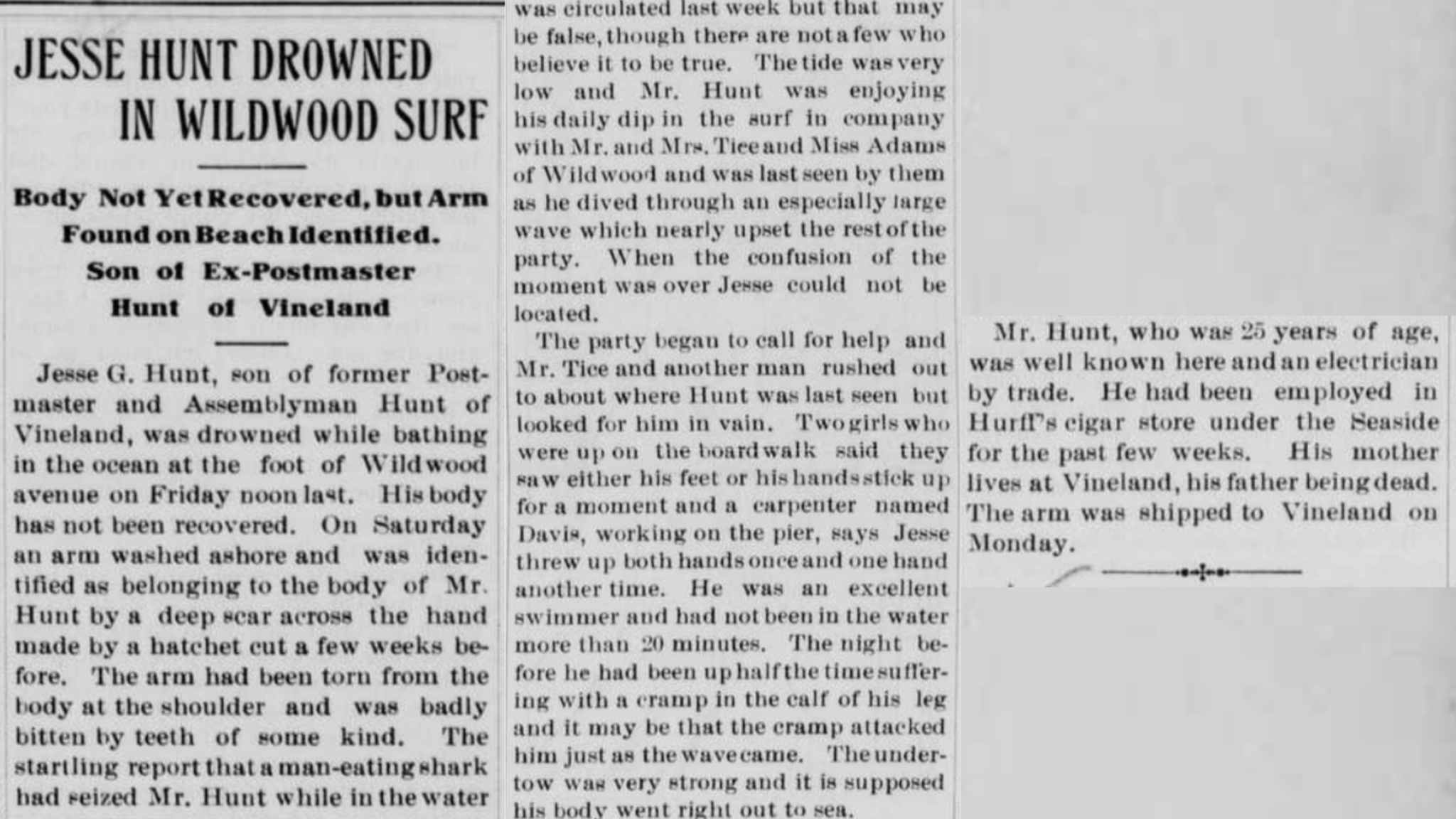 The Vanishing of Jesse Hunt: Wildwood’s 1906 Surfside Mystery ...