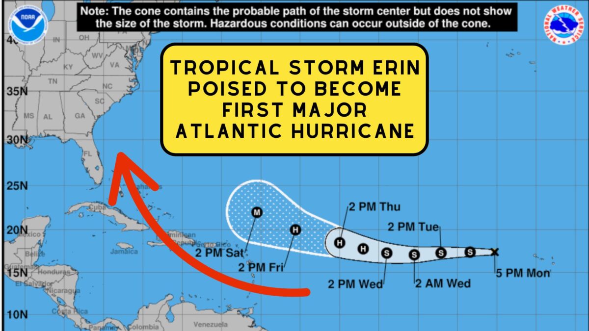 Tropical Storm Erin Poised to Become First Major Atlantic Hurricane of 2025 - Wildwood Video Archive