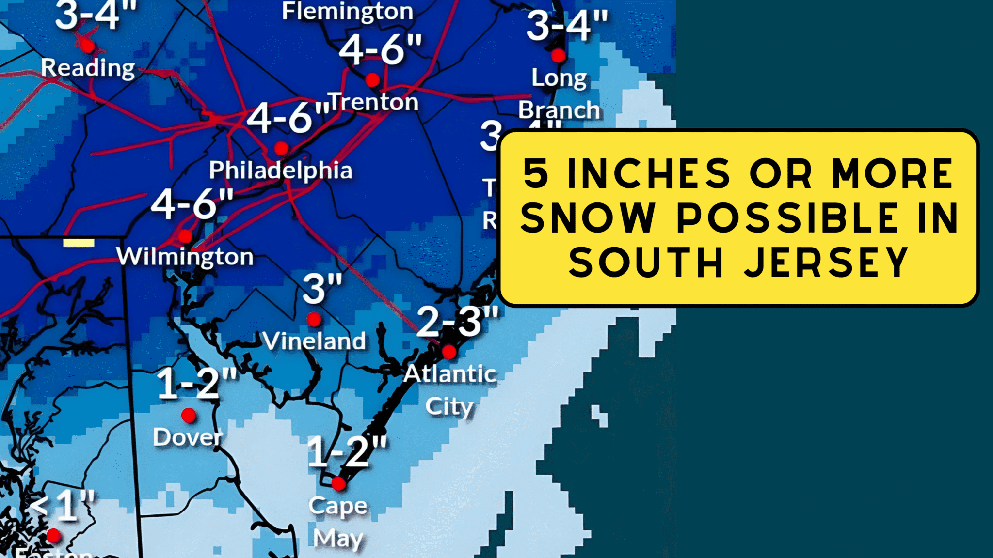 5 Inches or More Snow Possible in South Jersey - 7PM Update - Wildwood ...